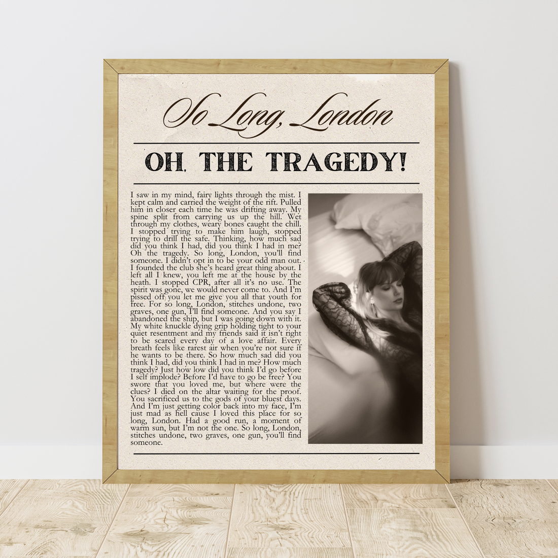 So Long, London Lyrics Poster | Taylor Swift – Big Blue Screen Studio
