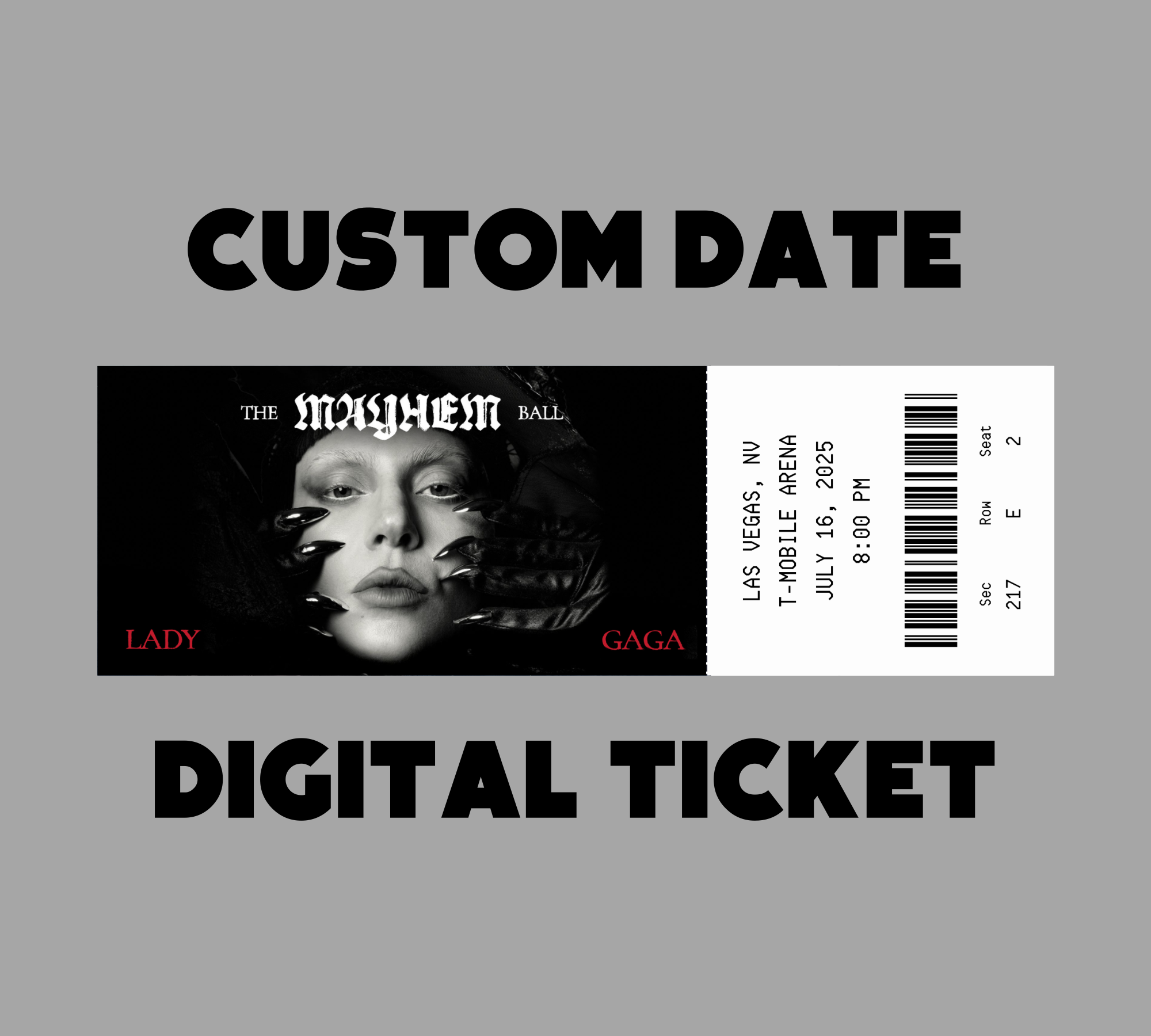 Custom Lady Gaga Mayhem Ball Tour Ticket Printable – Big Blue Screen Studio