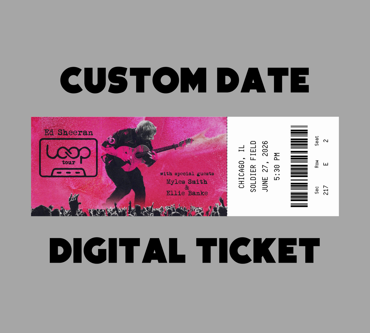 Custom Ed Sheeran Loop Tour Ticket Printable – Big Blue Screen Studio